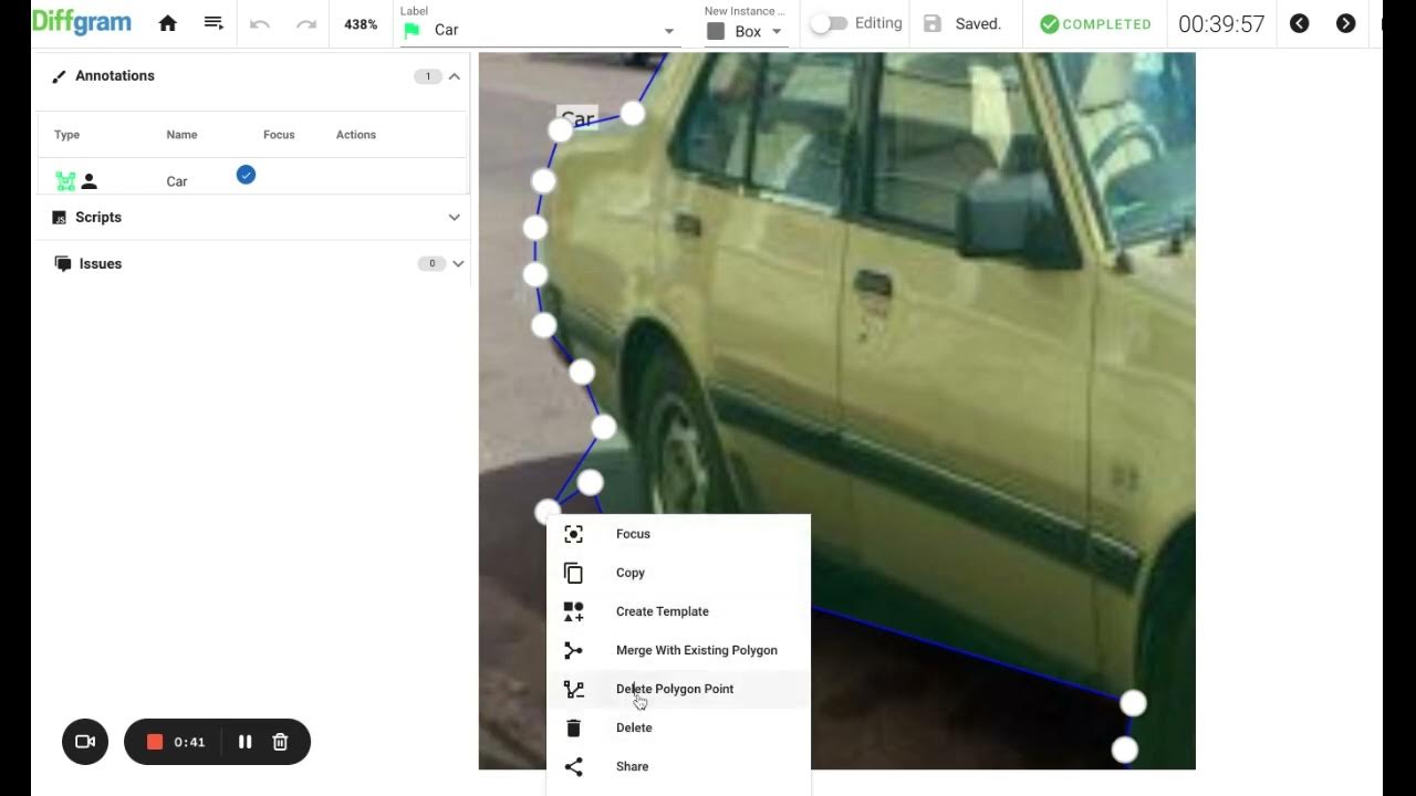 How to fix a polygon annotation label on Diffgram - YouTube