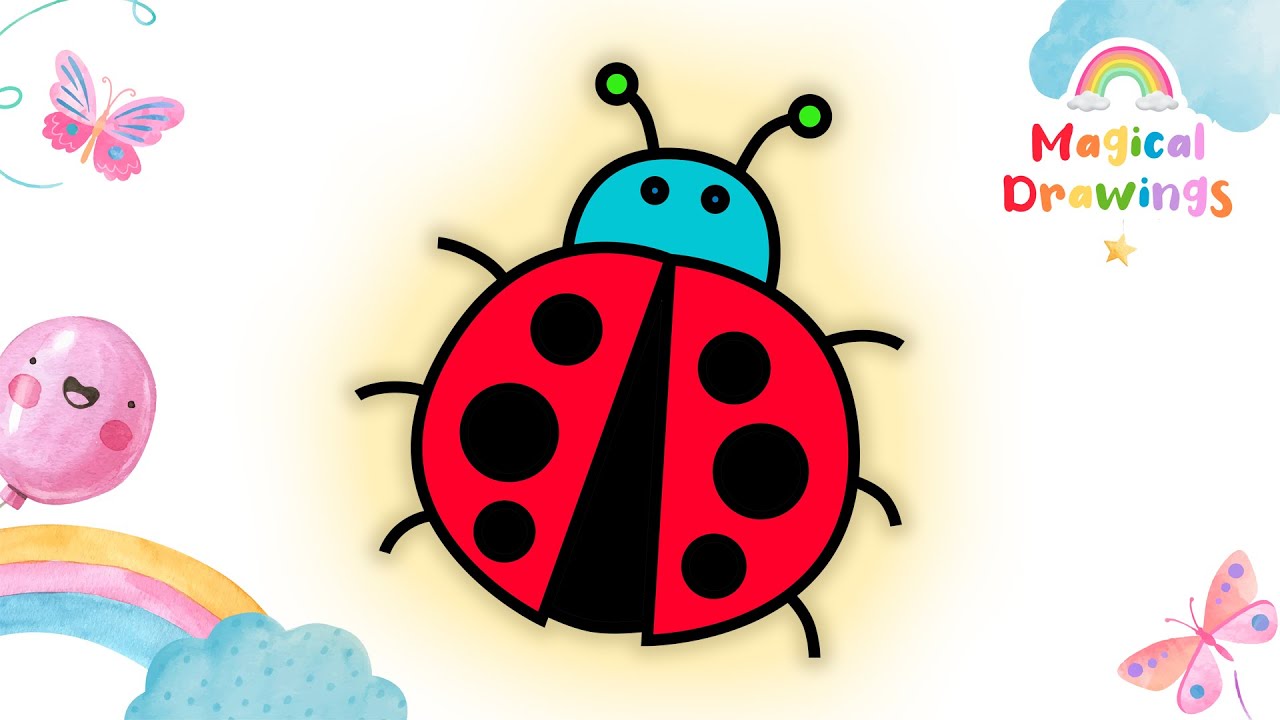 Cute Ladybug Drawing, Painting & Coloring for Kids | How to Draw Ladybug for Kids and Toddlers ...