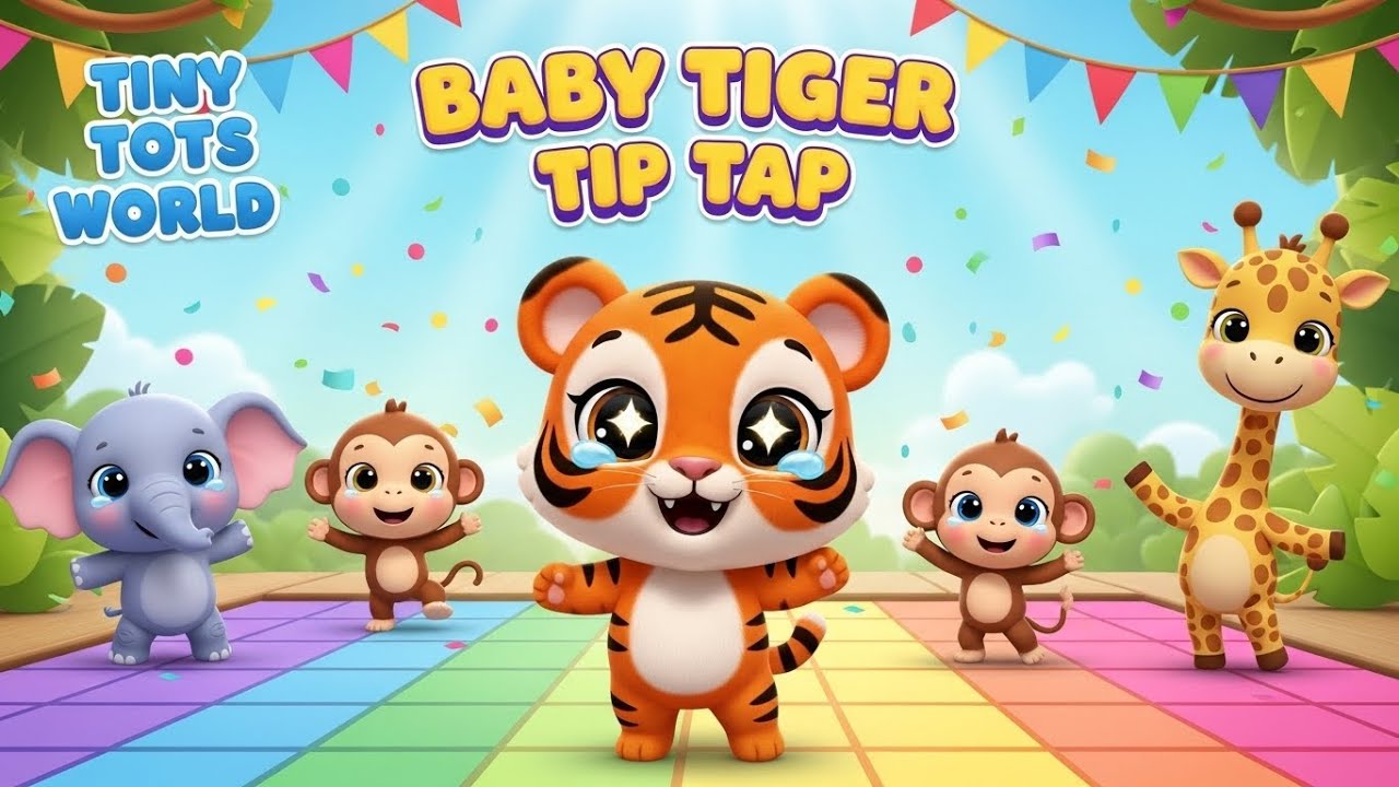 Dancing Baby Tiger 🐯 | Colorful Kids Rhyme - YouTube