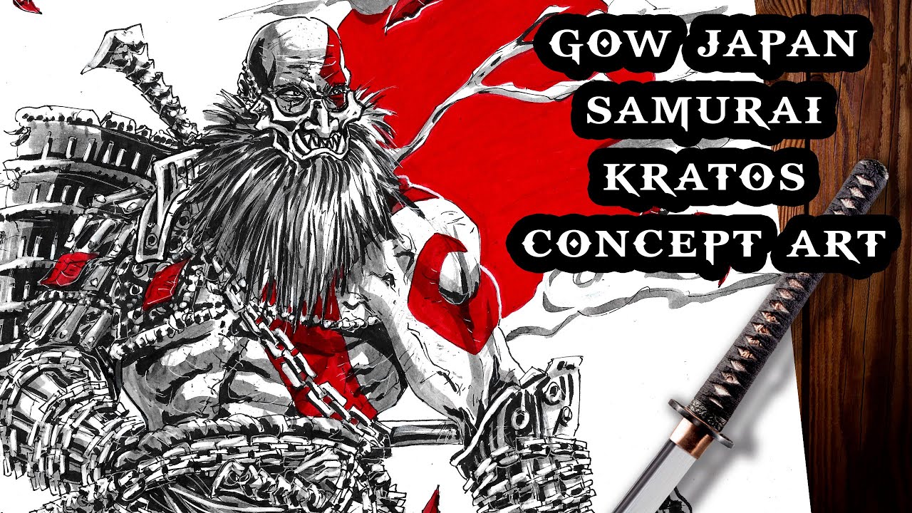 Samurai Kratos God Of War Japan Concept Art Drawing / Desenhando comic ...