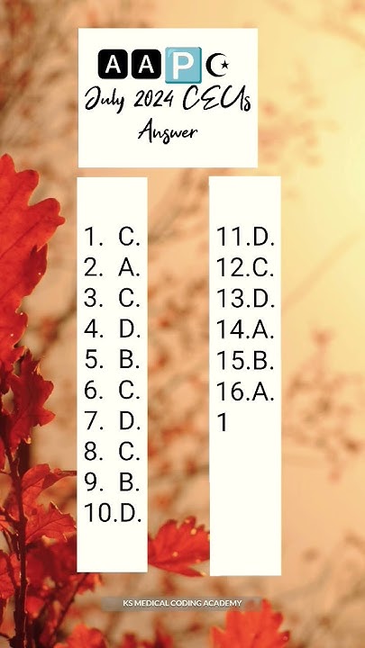 July 2024 Aapc Cpc Ceus Ceus Answer Key Earn Your Credits Youtube