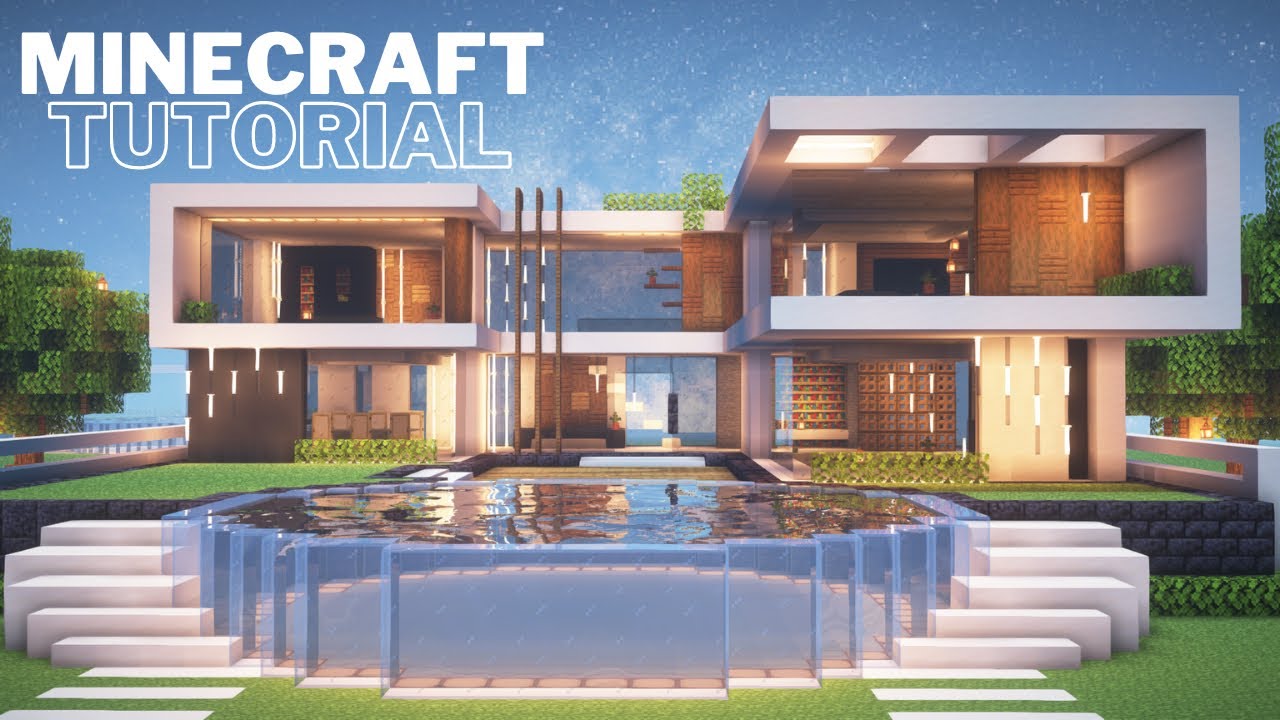 MINECRAFT MODERN HOUSE TUTORIAL (#9) - YouTube