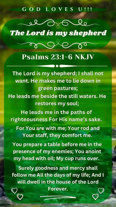 The Lord is My Shepherd - Psalms‬ ‭23‬:‭1‬-‭6‬ ‭NKJV‬‬‬‬ 🎶 - YouTube