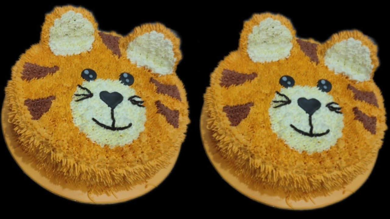 how to make a cute tiger cake | tiger cake design for birthday - YouTube
