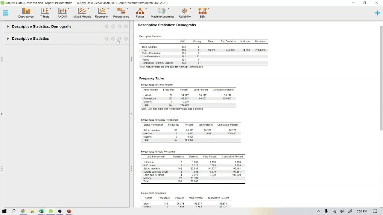Analisis Deskriptif dengan JASP - YouTube