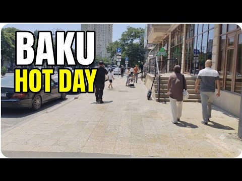 A Hot Summer Walk Through Downtown Baku, Azerbaijan (4K City Walk)