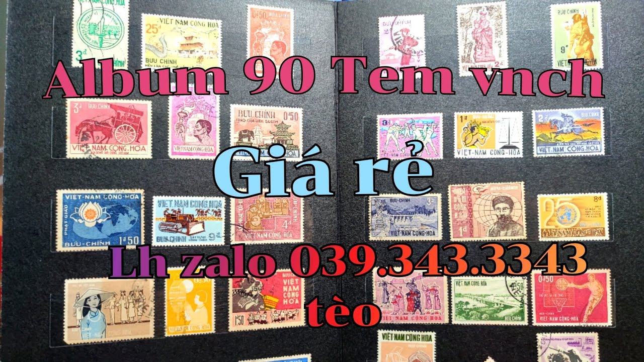 Album 90 con tem vnch - Tem bưu chính trước 1975 | Tèo tiền xưa - YouTube