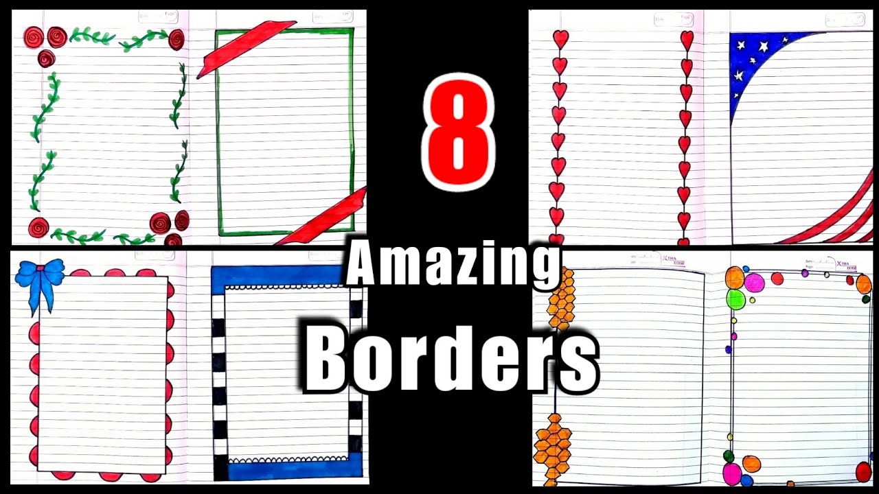 8 Beautiful border designs for projects handmade| simple border designs ...