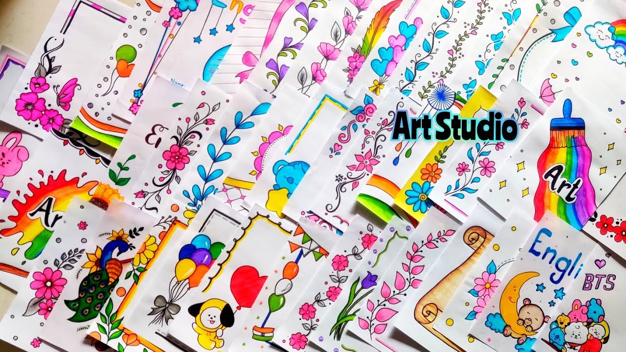 50 BEAUTIFUL BORDER DESIGNS/PROJECT WORK DESIGNS/A4 SHEET/FILE/FRONT ...