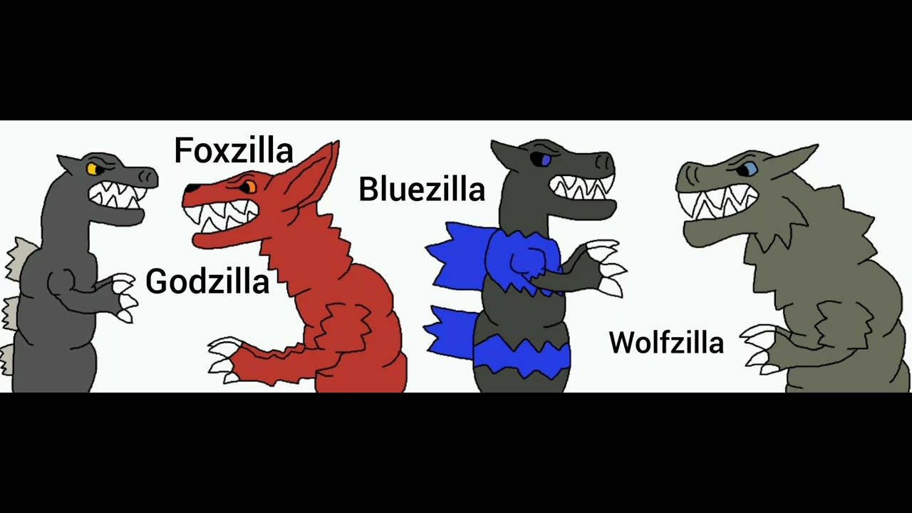 Godzilla e o irmão dele Bluezilla lutando contra o Foxzilla e o ...