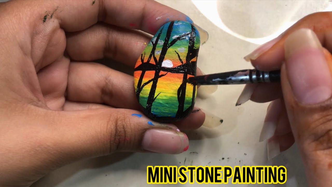How to paint on stone🌈🪨 | Easy Acrylic painting for beginners #painting ...
