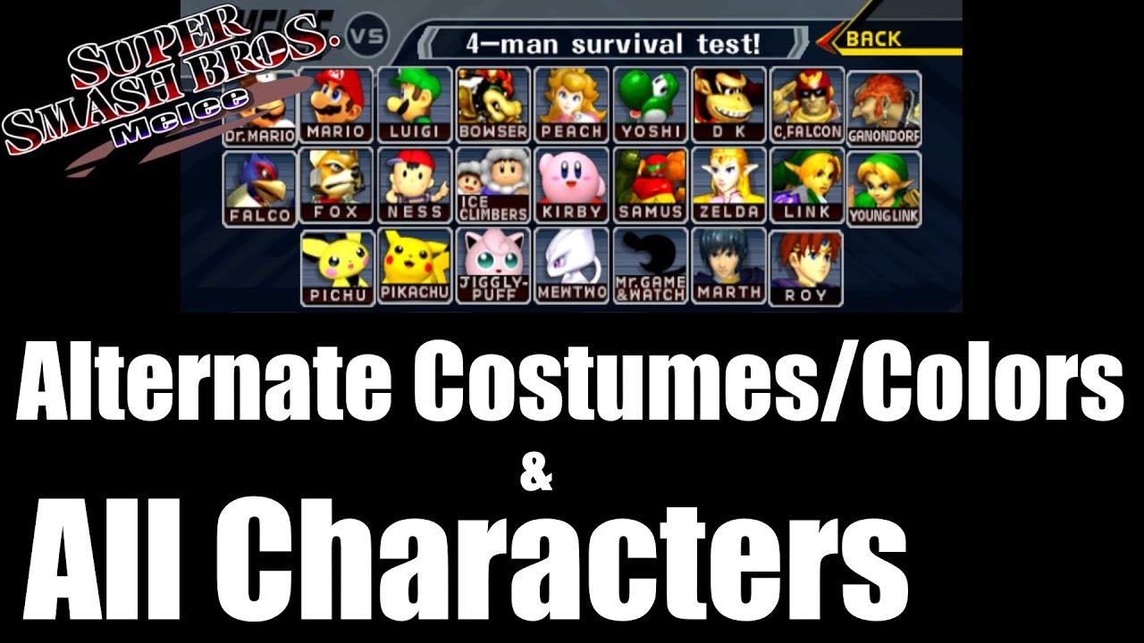 Super Smash Bros Melee Alternate Costumes Colors All Characters super-smash-bros-melee-alternate-costumes-colors-all-characters
