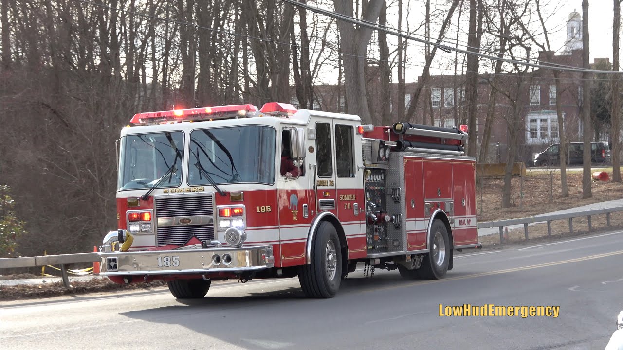 Somers FD Engine 185 + Rescue 20 Responding - YouTube