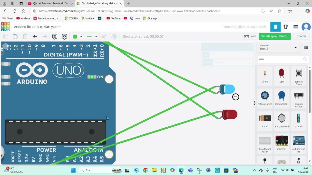 TİNKERCAD İLE ARDUİNO KULLANARAK POLİS SİRENLERİ YAPIMI - YouTube