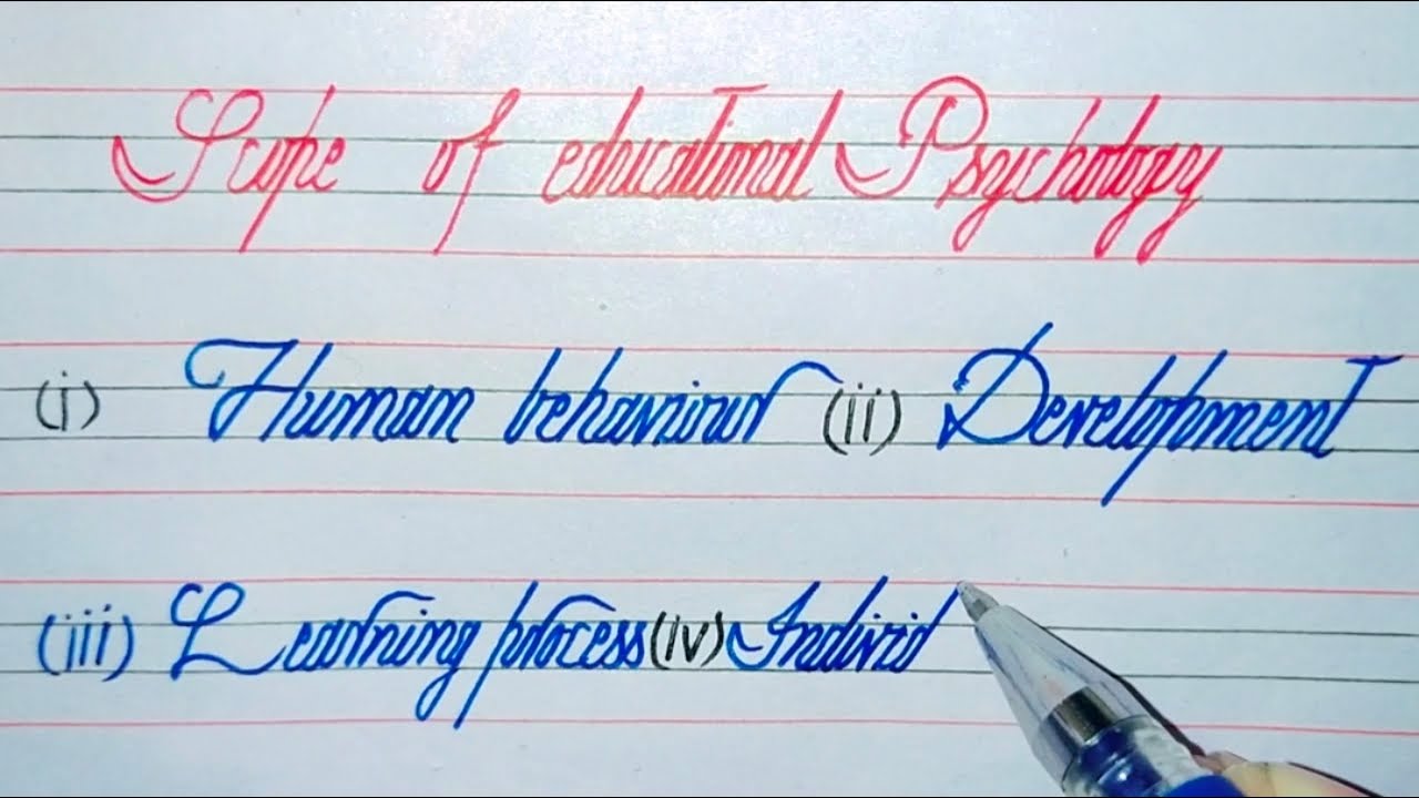 Beautiful cursive style English handwriting ️. Scope of educational psychology - YouTube