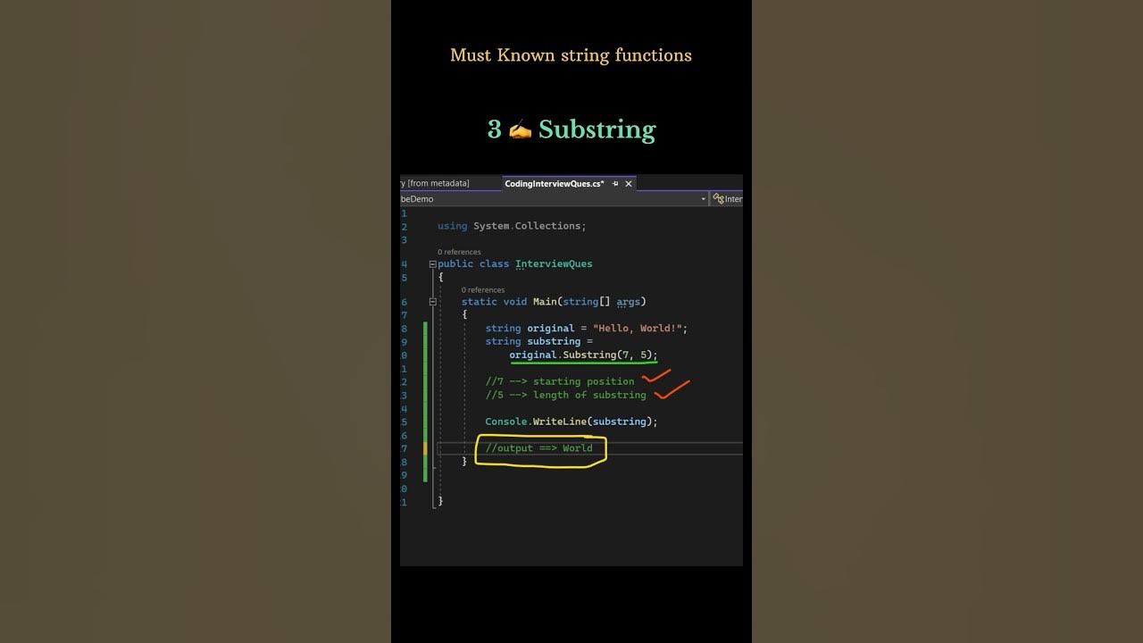These 10 string functions you must know as a software engineer #shorts #coding #csharp #strings ...