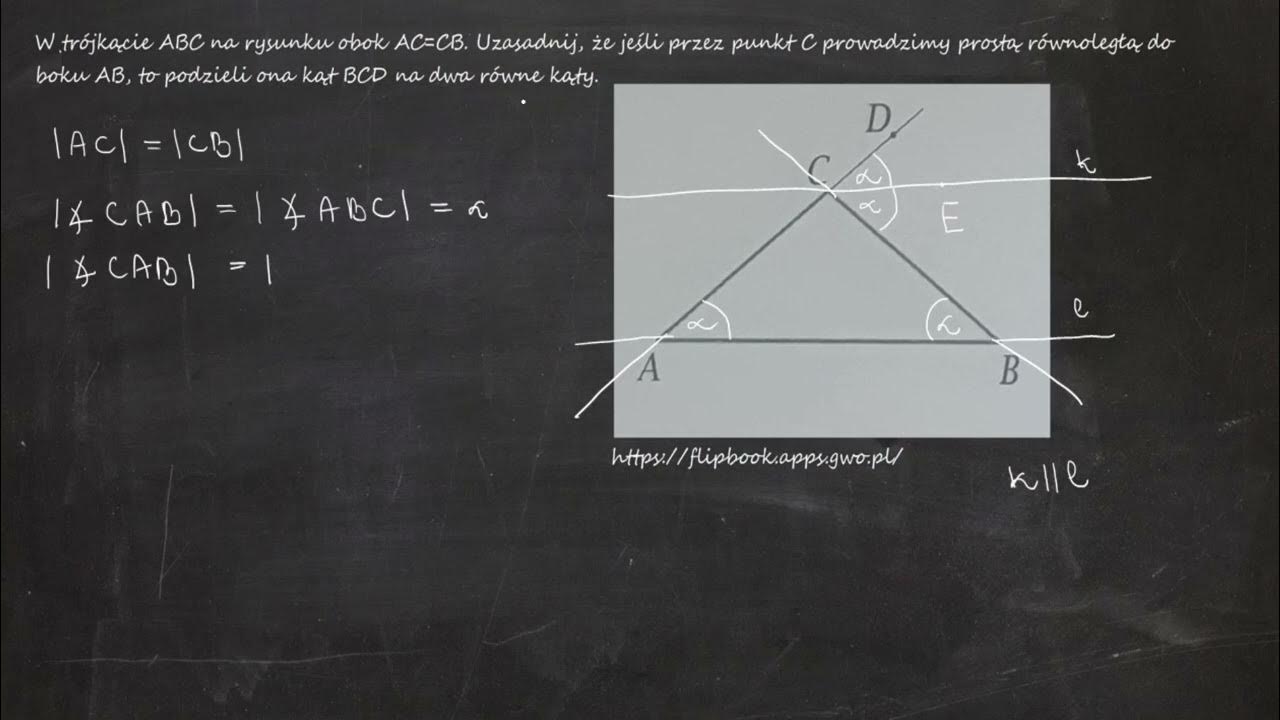 W trójkącie ABC na rysunku obok AC=CB. Uzasadnij że jeśli przez punkt C ...