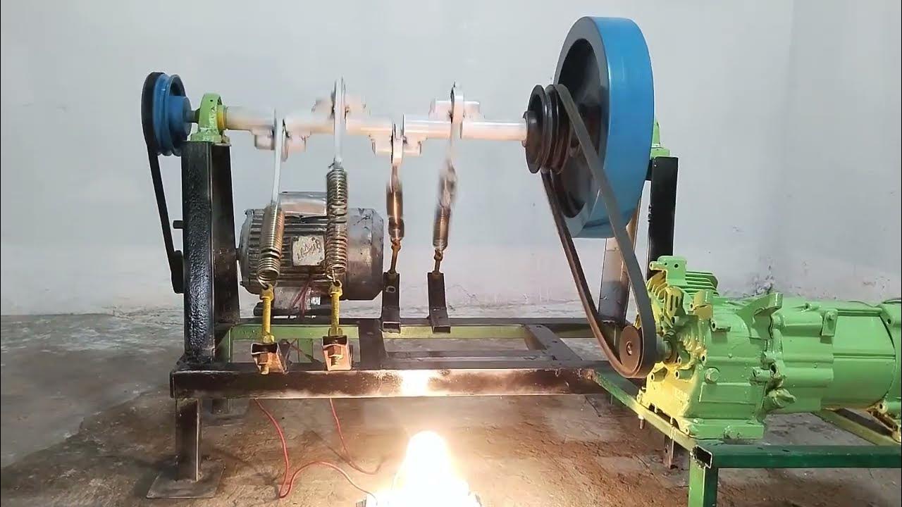 How to make flywheel free energy spring machine 220v free electricity ...