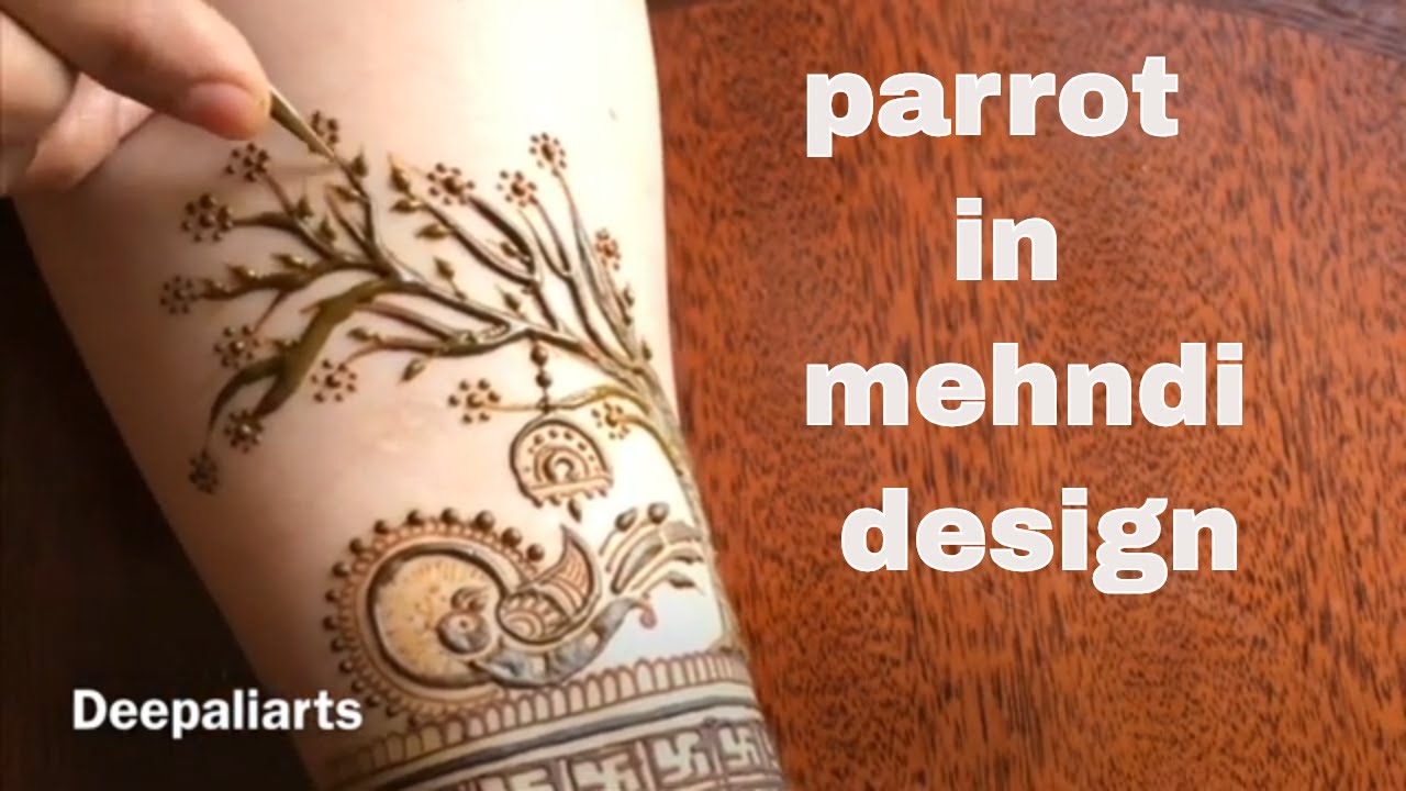 Beautiful mehndi design with reverse elements || parrot in mehndi ...
