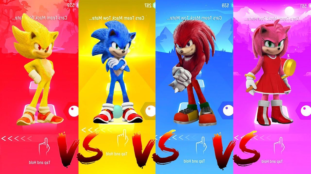 Super Sonic vs Sonic vs Knuckles vs Amy Rose | Tiles Hop Edm Rush - YouTube