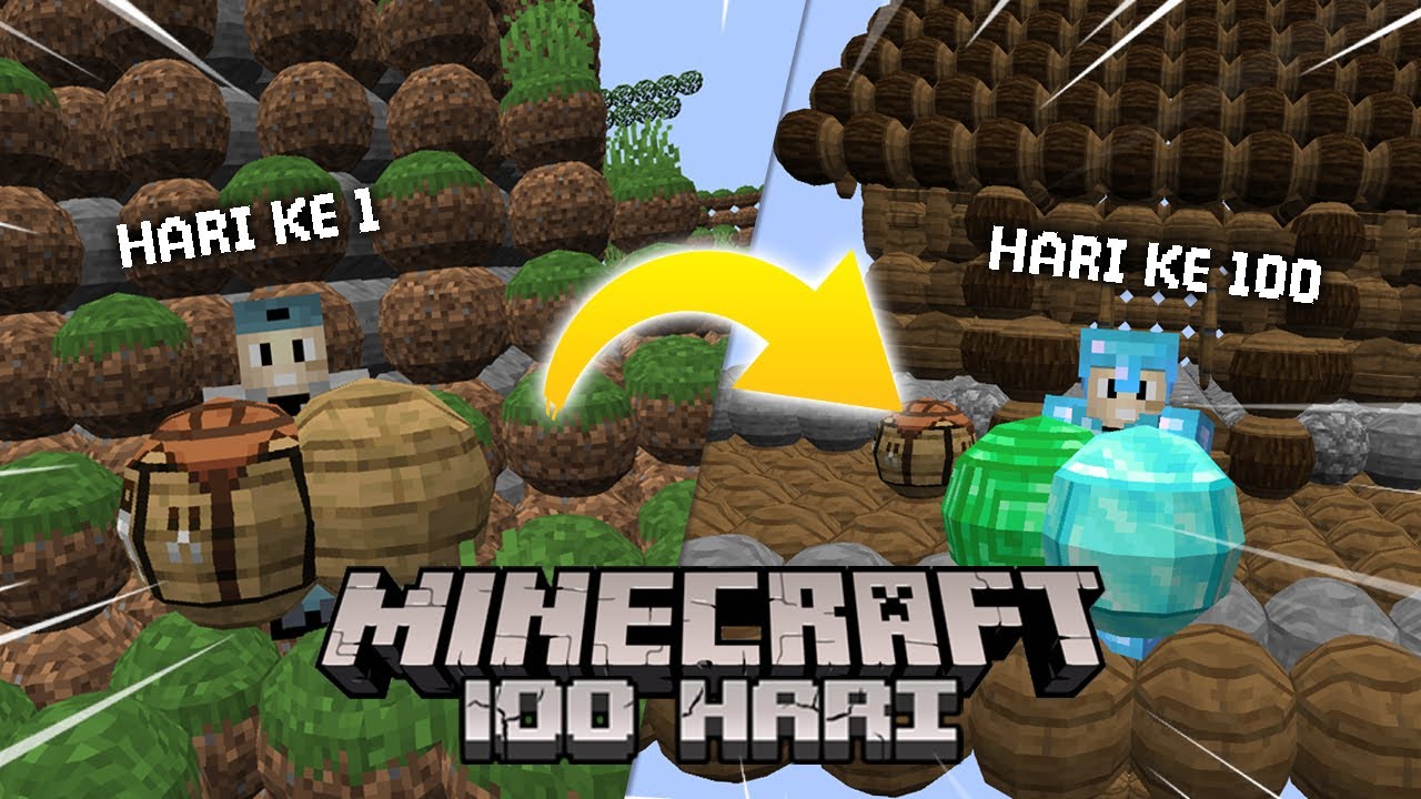 100 HARI MINECRAFT TAPI BULAT GA KOTAK 😱😱 !!! - YouTube