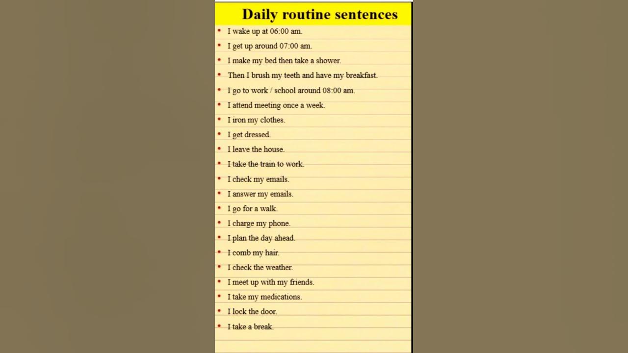 Daily Routine Sentence for Beginners. #short #viral - YouTube