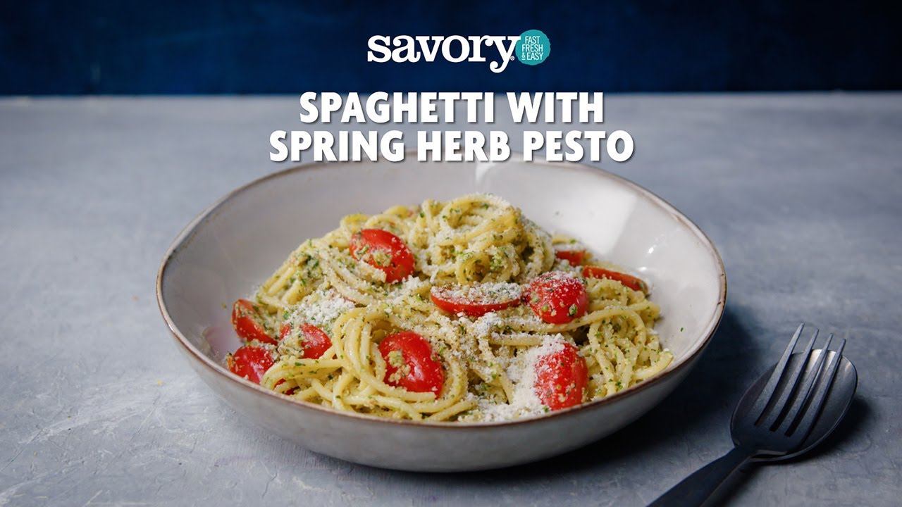 How to Make Spaghetti with Spring Herb Pesto | SavoryOnline - YouTube