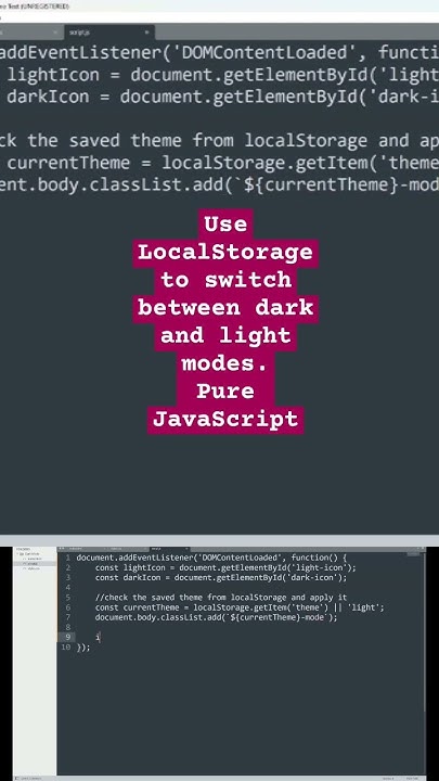 Easy! Toggle between light and dark mode with a single click using LocalStorage Javascript ...
