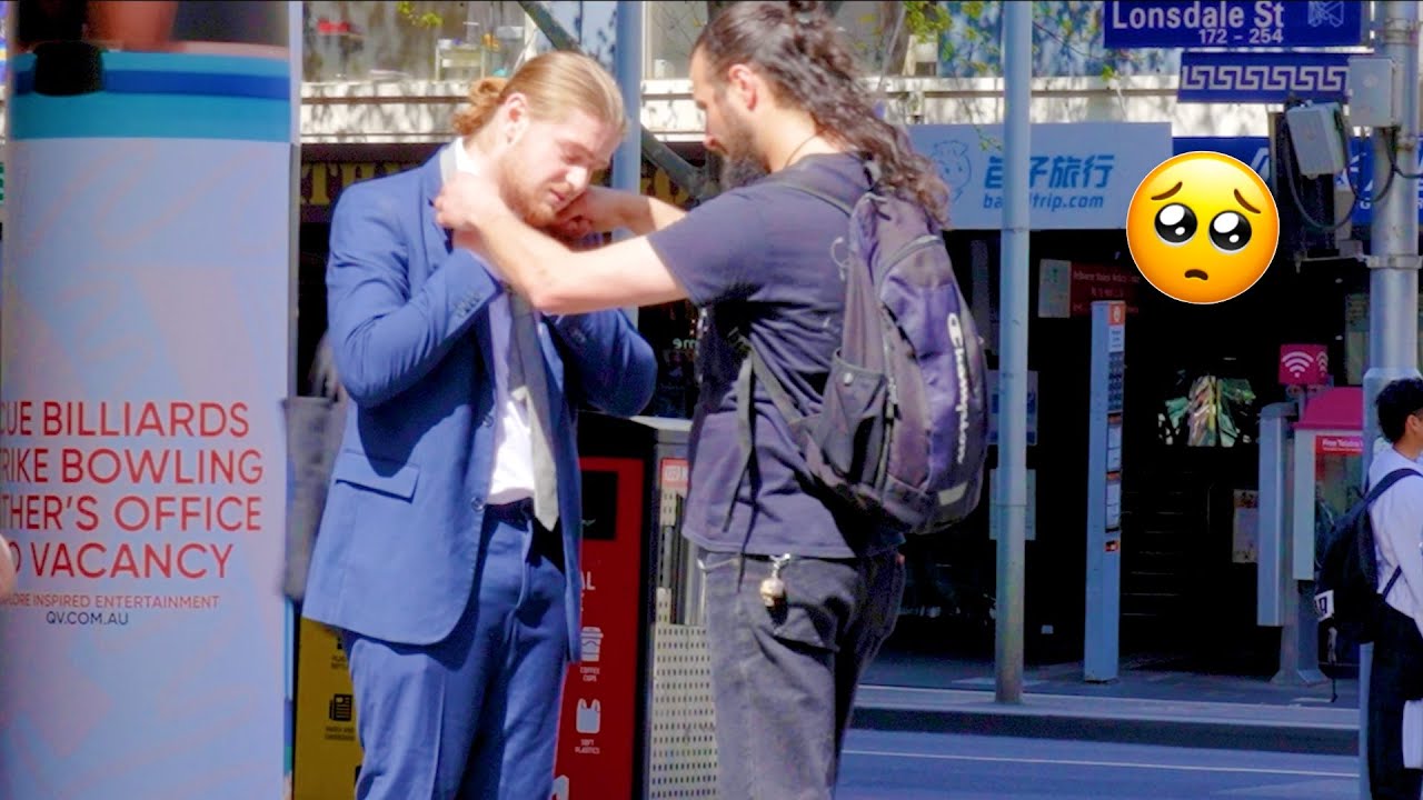 Man Asking Strangers For Help With His Tie! 🥺 - YouTube