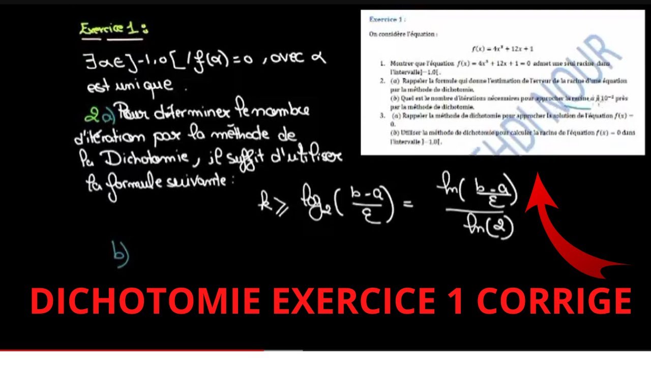 Chapitre I : Résolution numérique des équations non linéaires📍Méthode de dichotomie EXERCICE ...