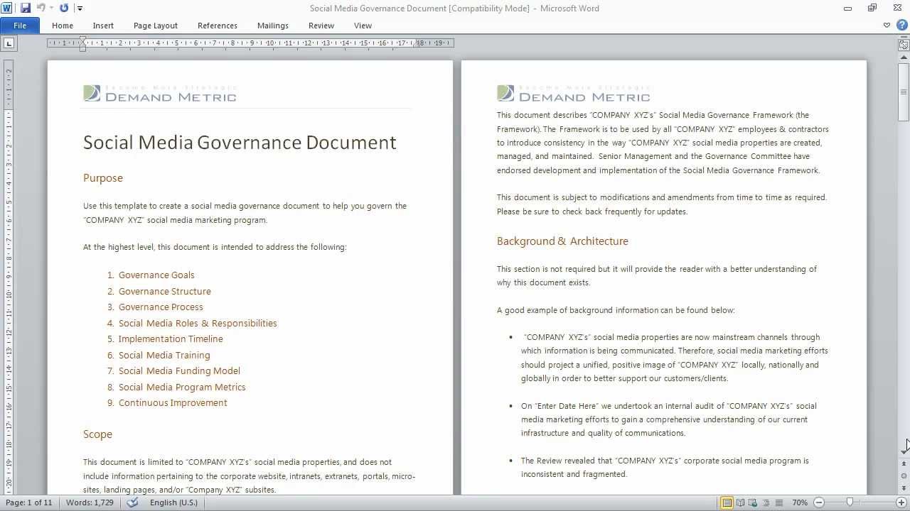 Social Media Governance Document - YouTube