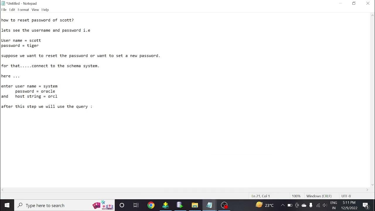 how to reset password of scott in oracle #oracletutorial - YouTube