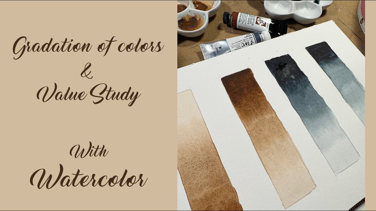 How to work on value study with watercolor strips | Gradation of colors ...