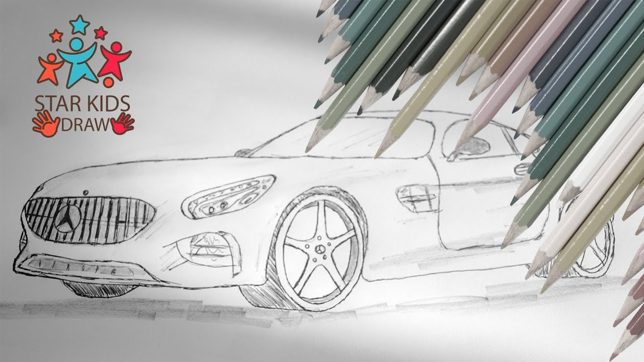 How to Draw Mercedes GTR AMG - YouTube