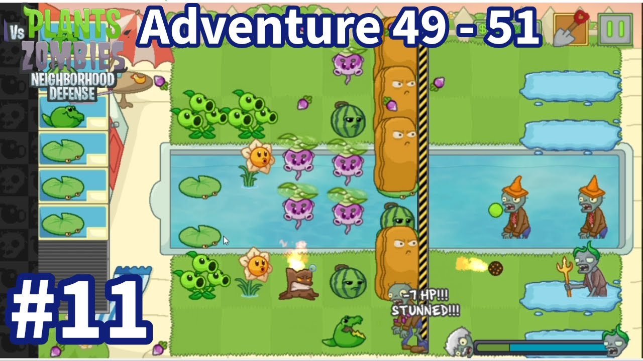 Plants vs Zombies Neighborhood Defense || Adventure 49 - 51 - YouTube
