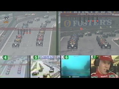 F1 1998 Belçika Gp Start Kazası Çoklu Ekran Türkçe (NTV)