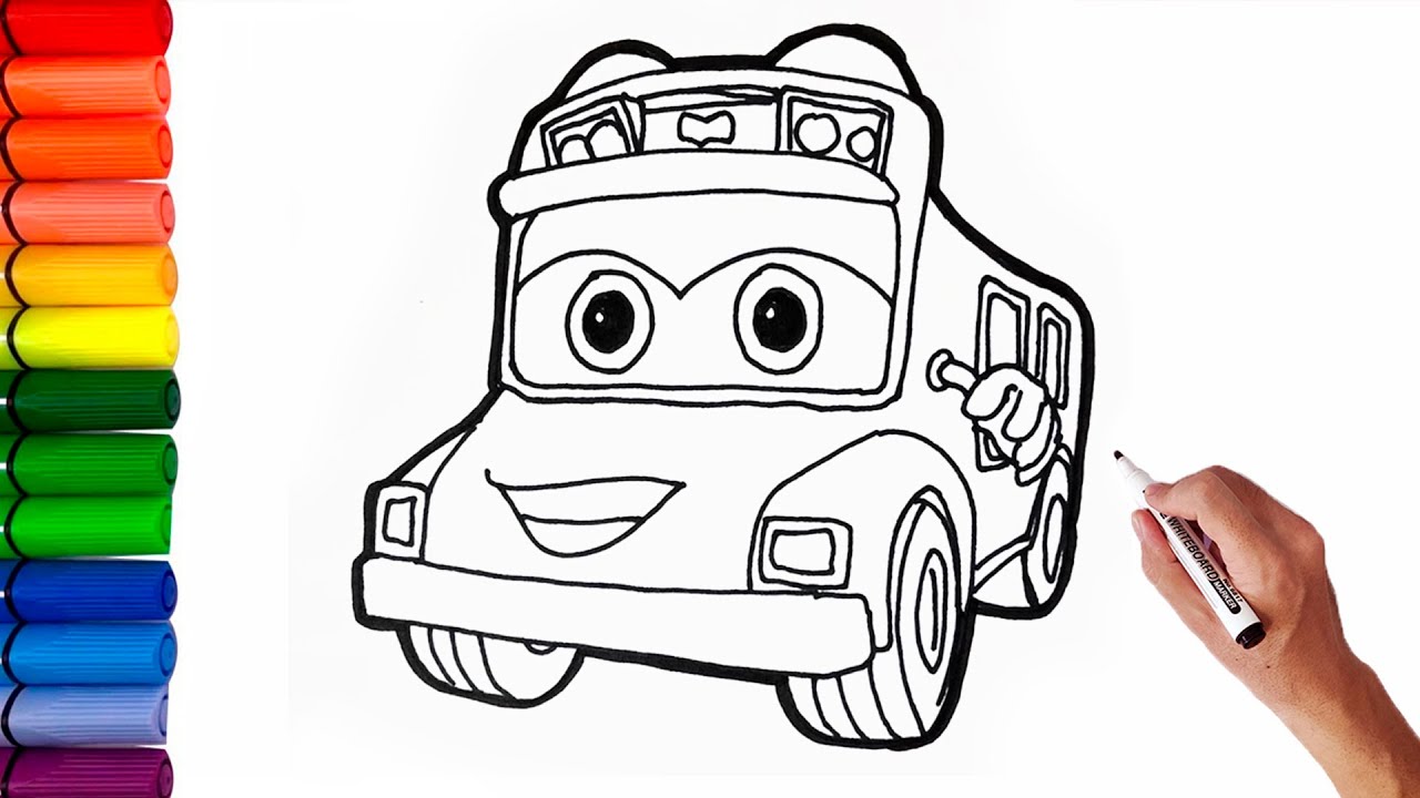 Drawing and coloring Gogo Bus || Learn how to draw Gogo Bus - YouTube