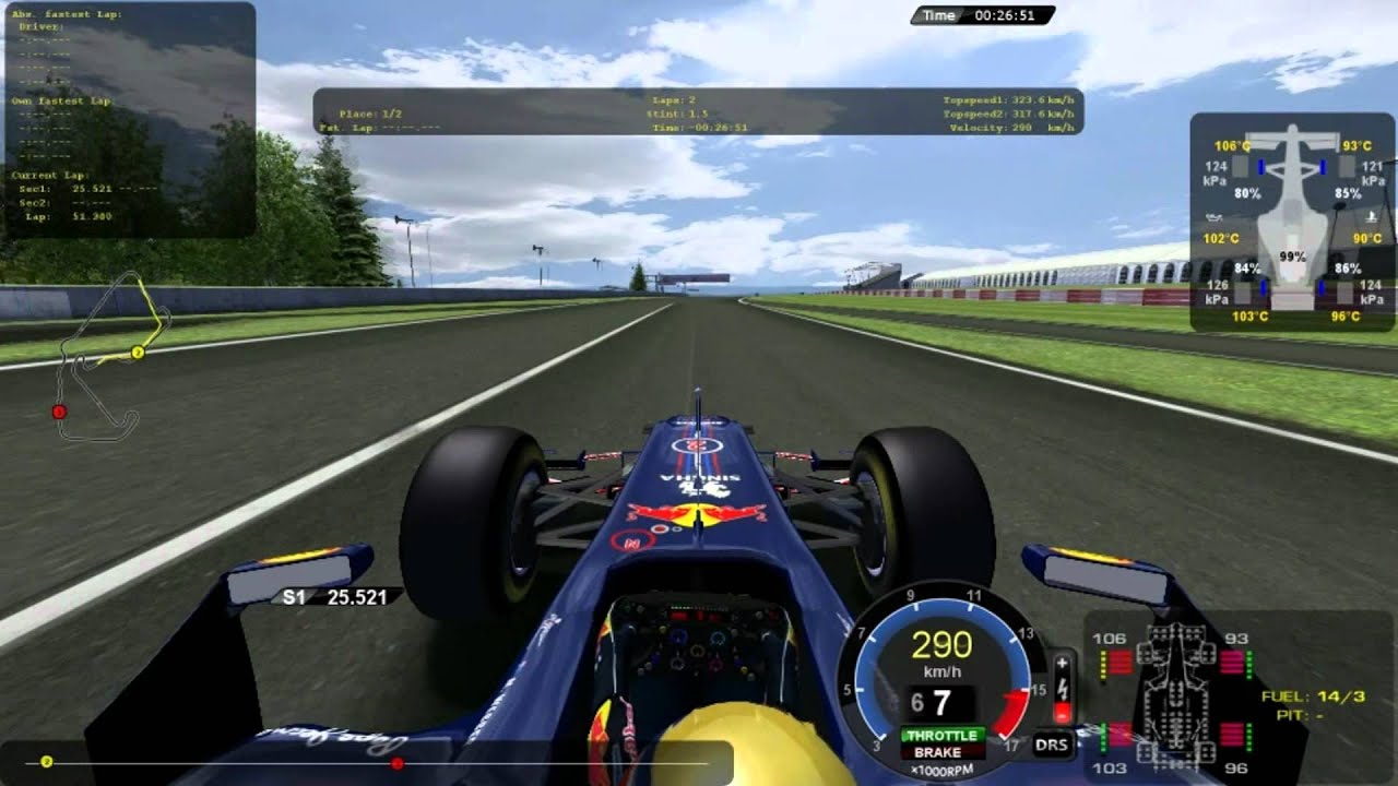 F1 2011 Kers and visual DRS working on rfactor see how the kers resets ...