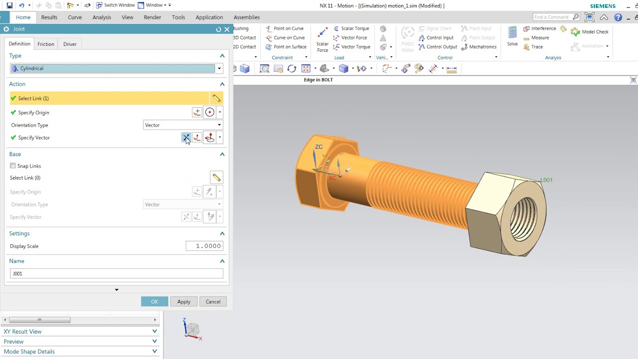 Siemens NX Motion: Bolt & Nut - YouTube