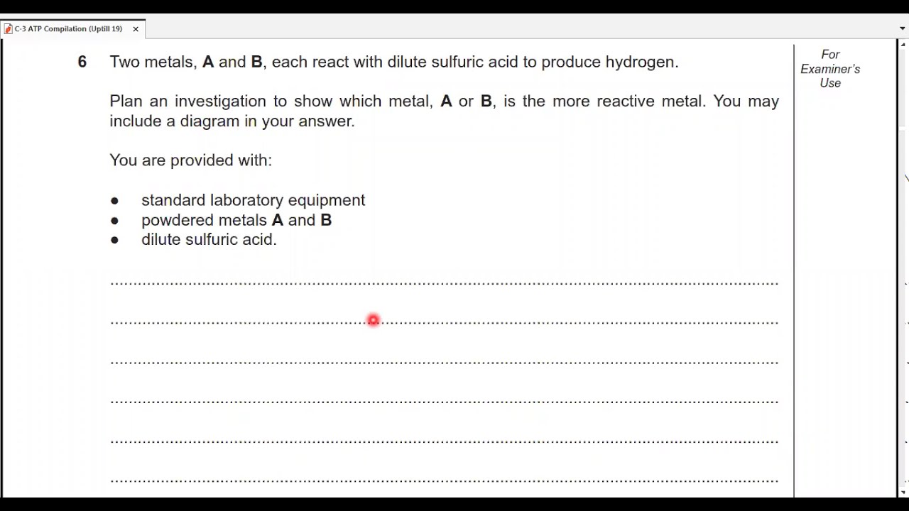 ATP - Planning an Experiment - IGCSE Chemistry C-3 (22-12-2020) - YouTube