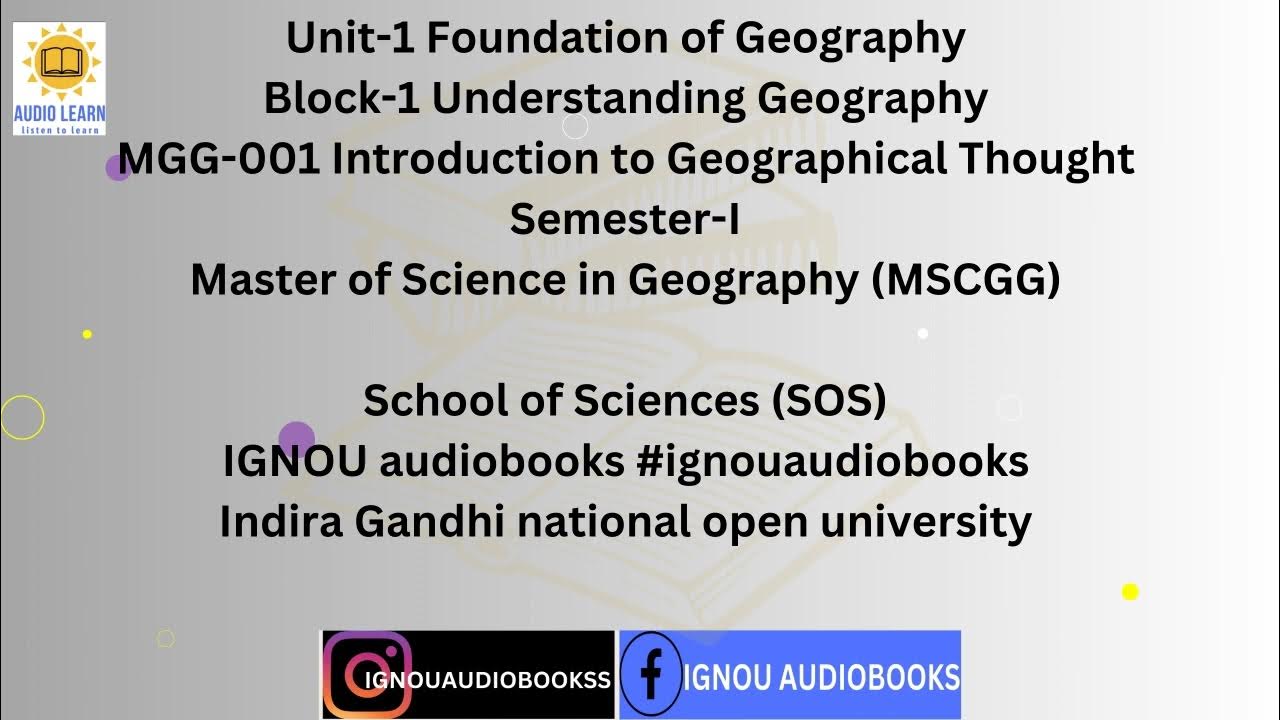 Foundation of Geography, unit-1 Block-1 Understanding Geography MGG001 ...