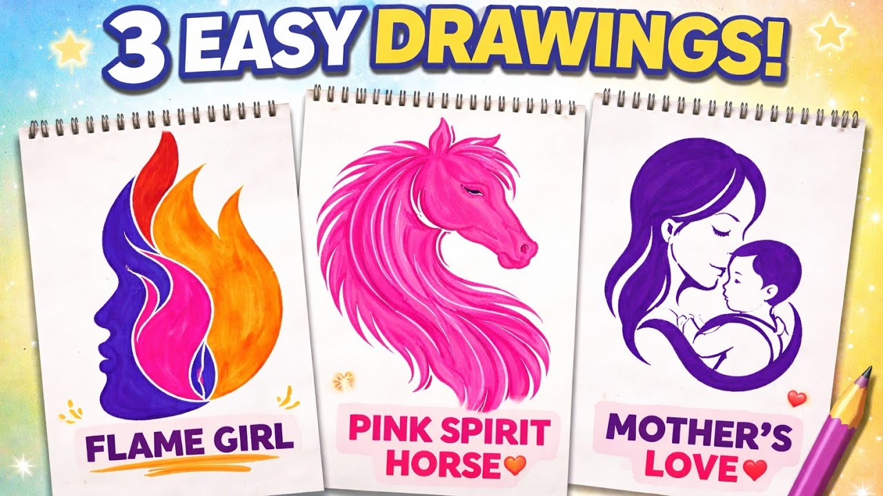 3 Easy Drawings Anyone Can Do 😍 | Step-by-Step Tutorial - YouTube