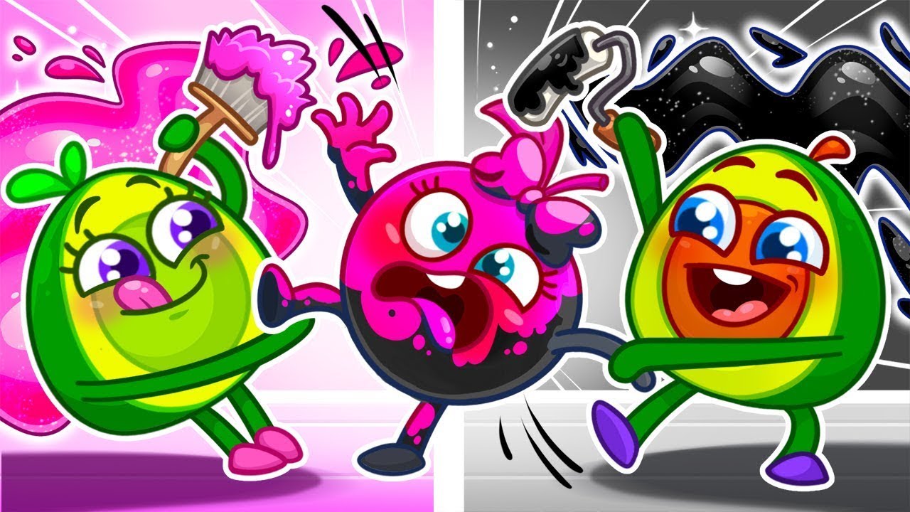 Pink vs Black Avocado Baby Challenge 💖🖤 Learn Colors for Kids 🌈 ...