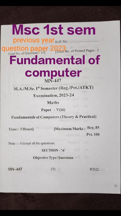 Fundamental of computer,(Msc 1st sem) mathematics, previous year question paper 2023,bu ...
