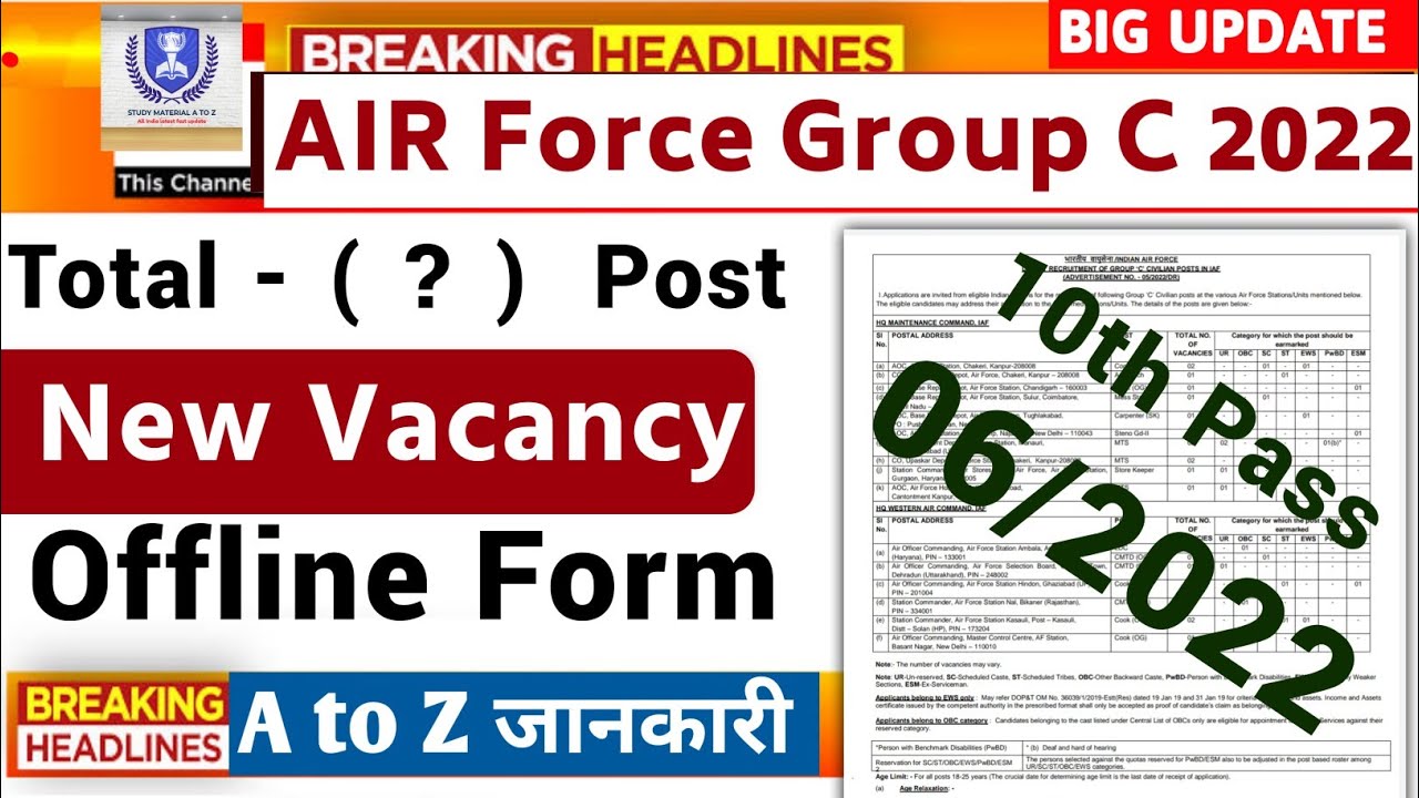 Air Force group C 06/2022 New Vacancy Notification 2022, Airforce group ...