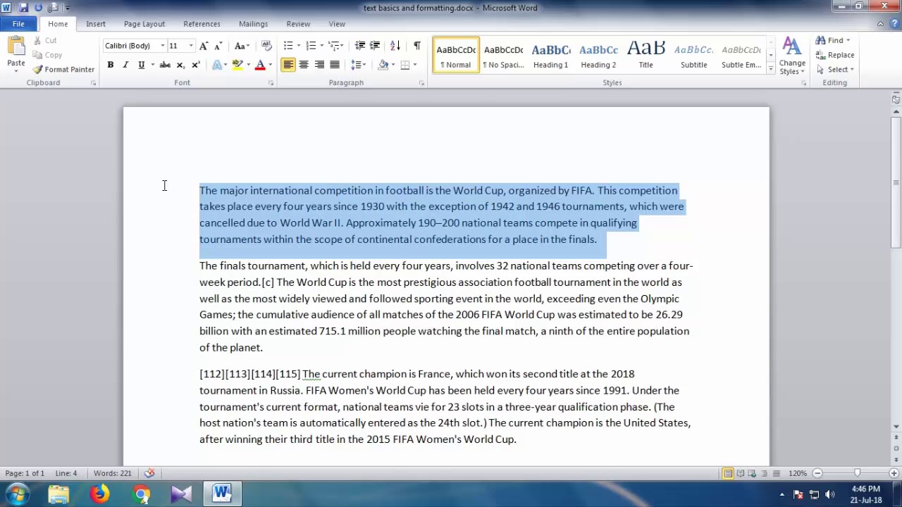 Microsoft Word 2010 Tutorial - Text basics and formatting - part 2 ...