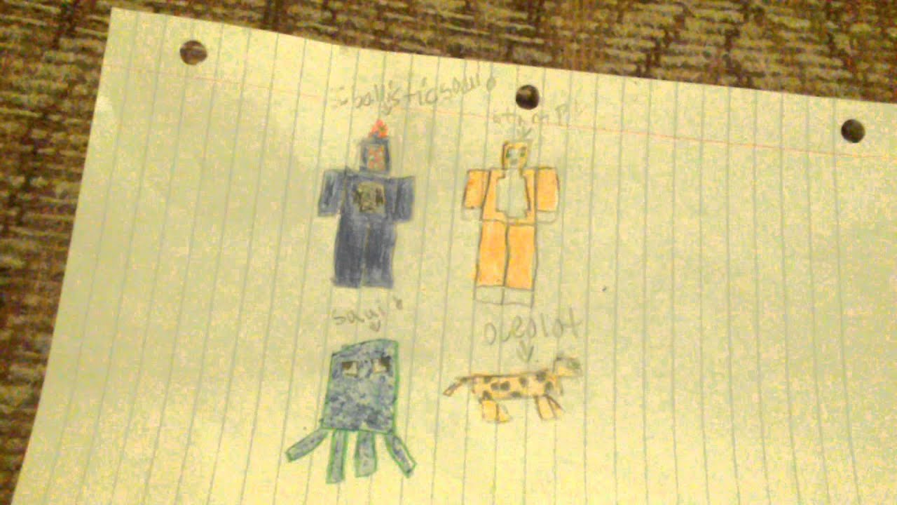 Drawing of squid and stampy mincraft skins - YouTube