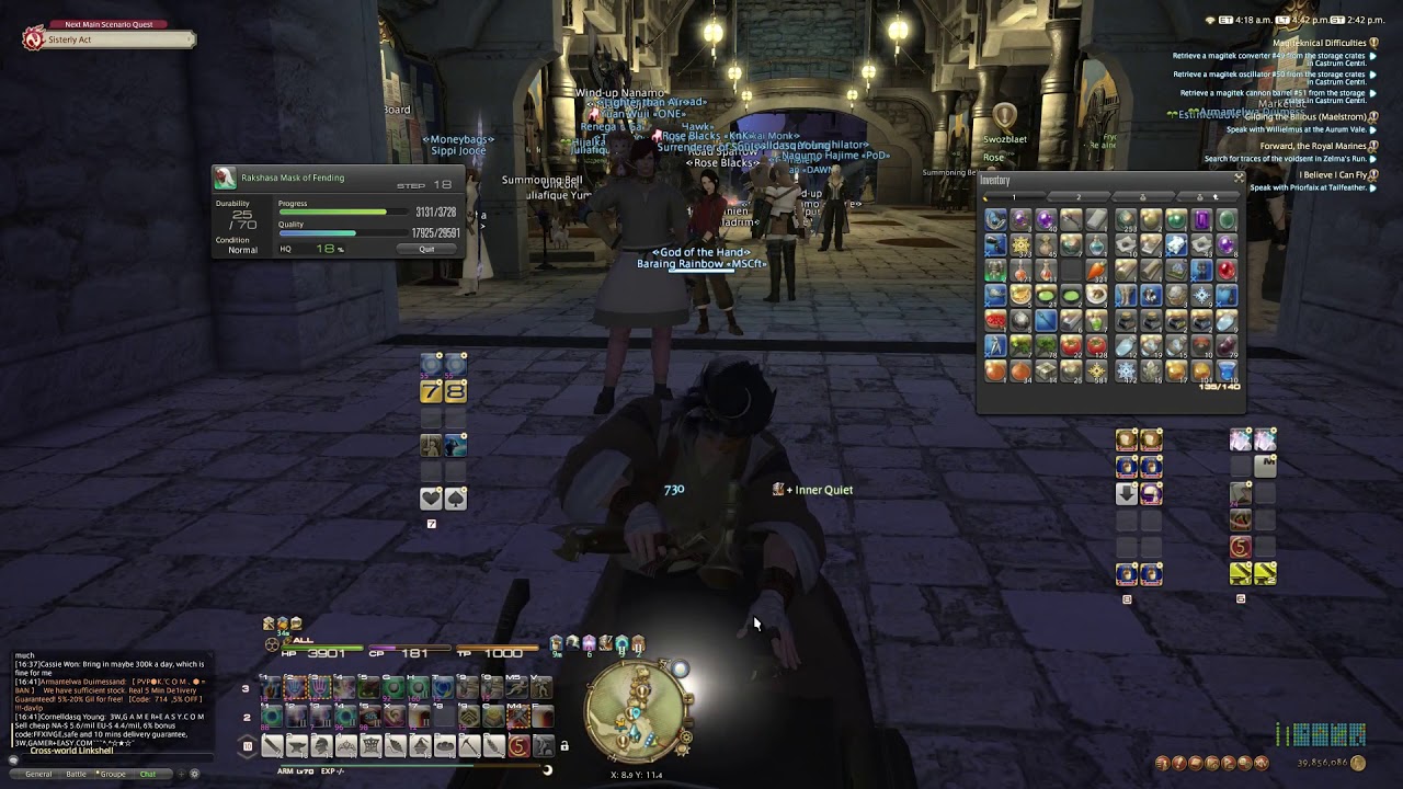 Final Fantasy XIV : Crafting Rakshasa Gears i380 patch 4.5 - YouTube