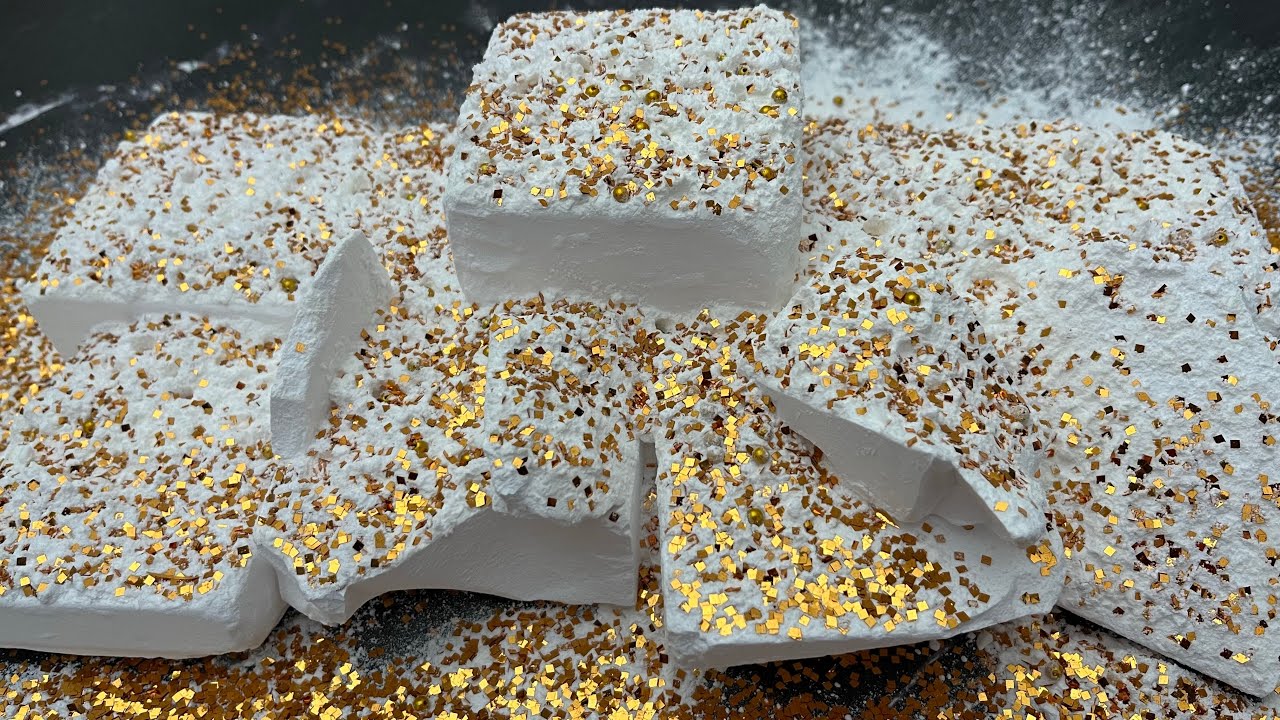 ASMR | FRESH BLOCKS + CORNSTARCH + GLITTER | CRUNCHY BLOCKS | ODDLY ...