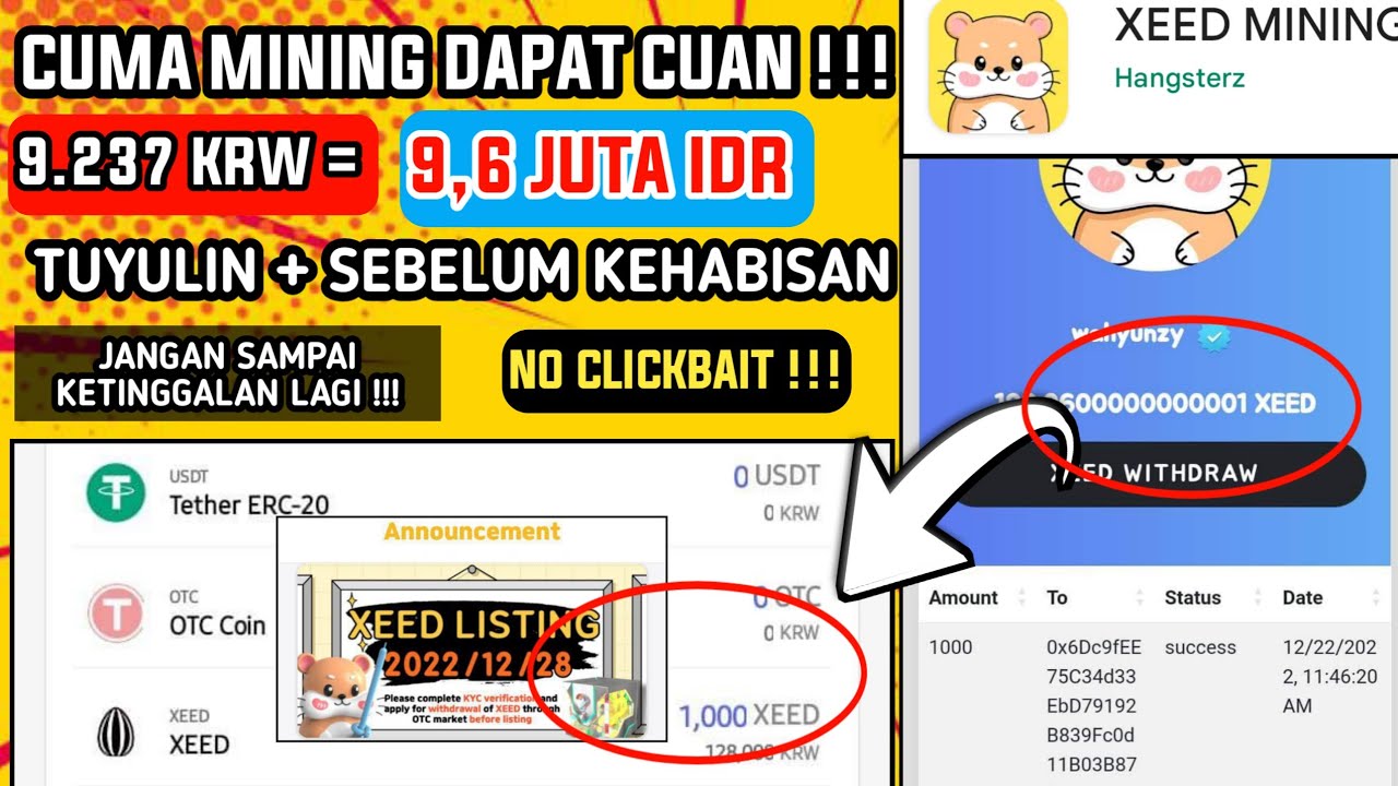 CAIR JUTAAN SETIAP HARI ! MINING CRYPTO XEED | Cara Nuyul Apk XEED Terbaru 2022 - YouTube